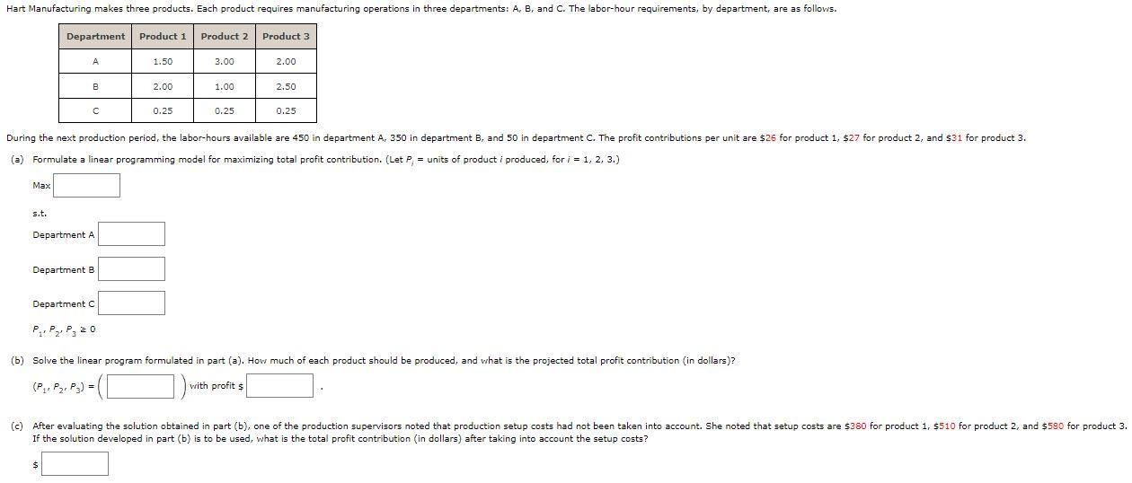 Solved A Formulate A Linear Programming Model For