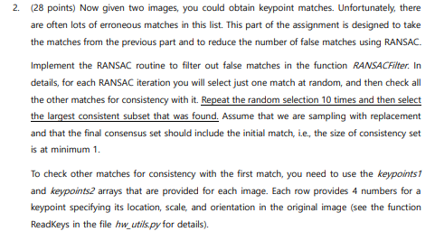 Write the "Python code" to solve this RANSAC and | Chegg.com