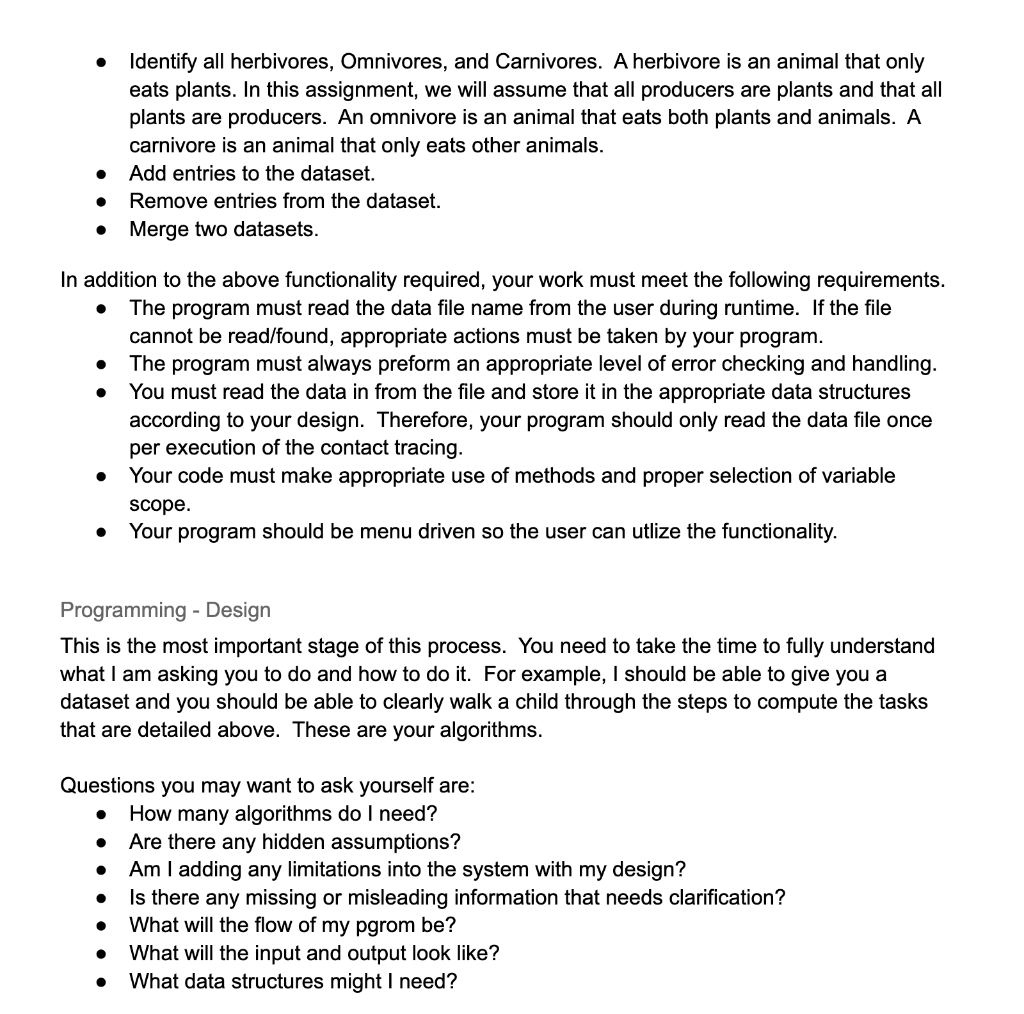Solved Food Webs In this assignment you will analyze food | Chegg.com