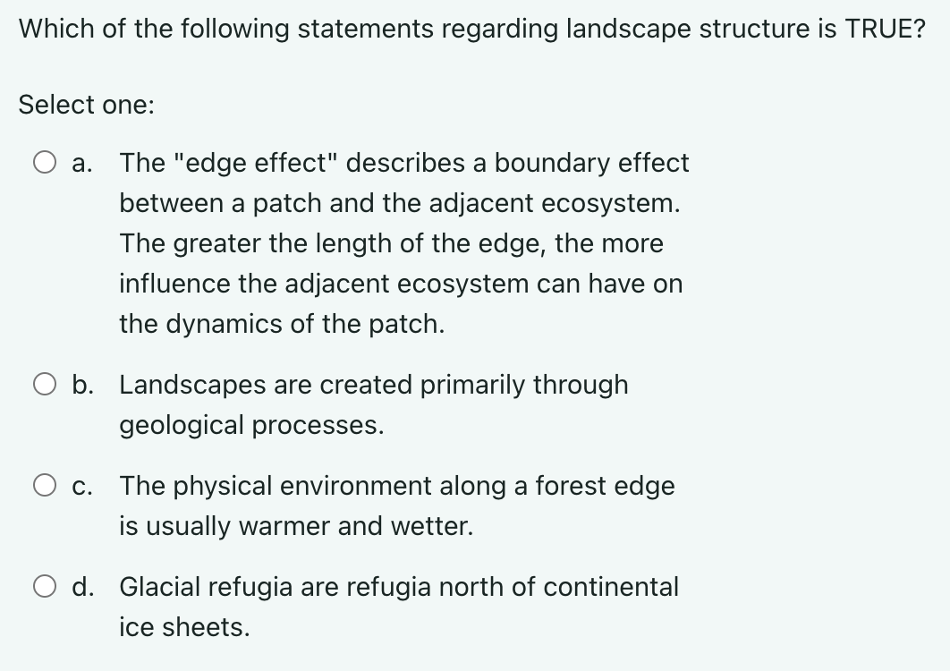 Solved Which of the following statements regarding landscape | Chegg.com