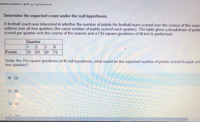 Solved Determine the expected count under the null | Chegg.com