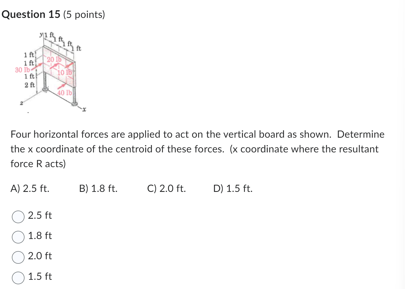 Solved Question 15 (5 points) Four horizontal forces are | Chegg.com