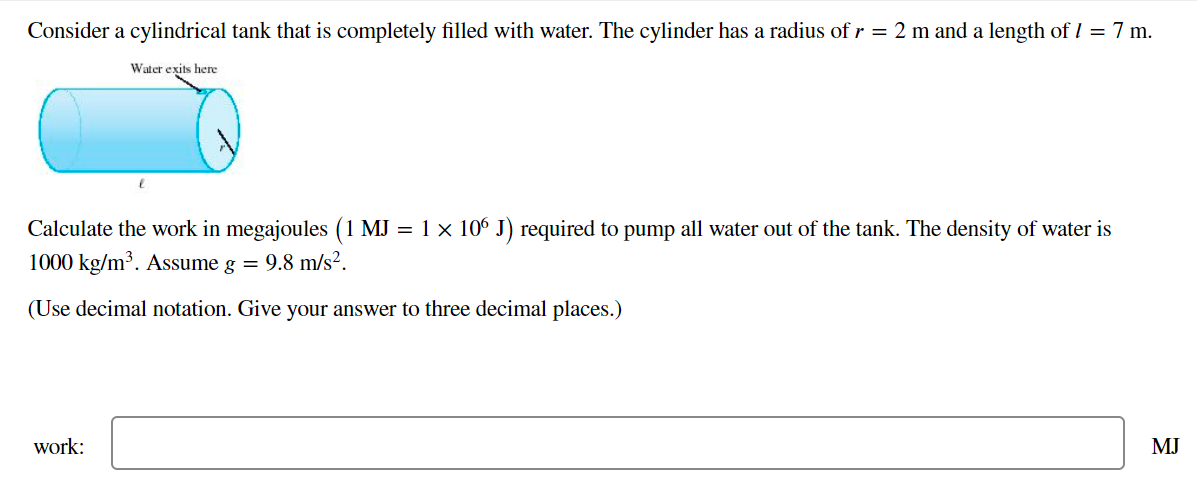 Solved Consider a cylindrical tank that is completely filled | Chegg.com