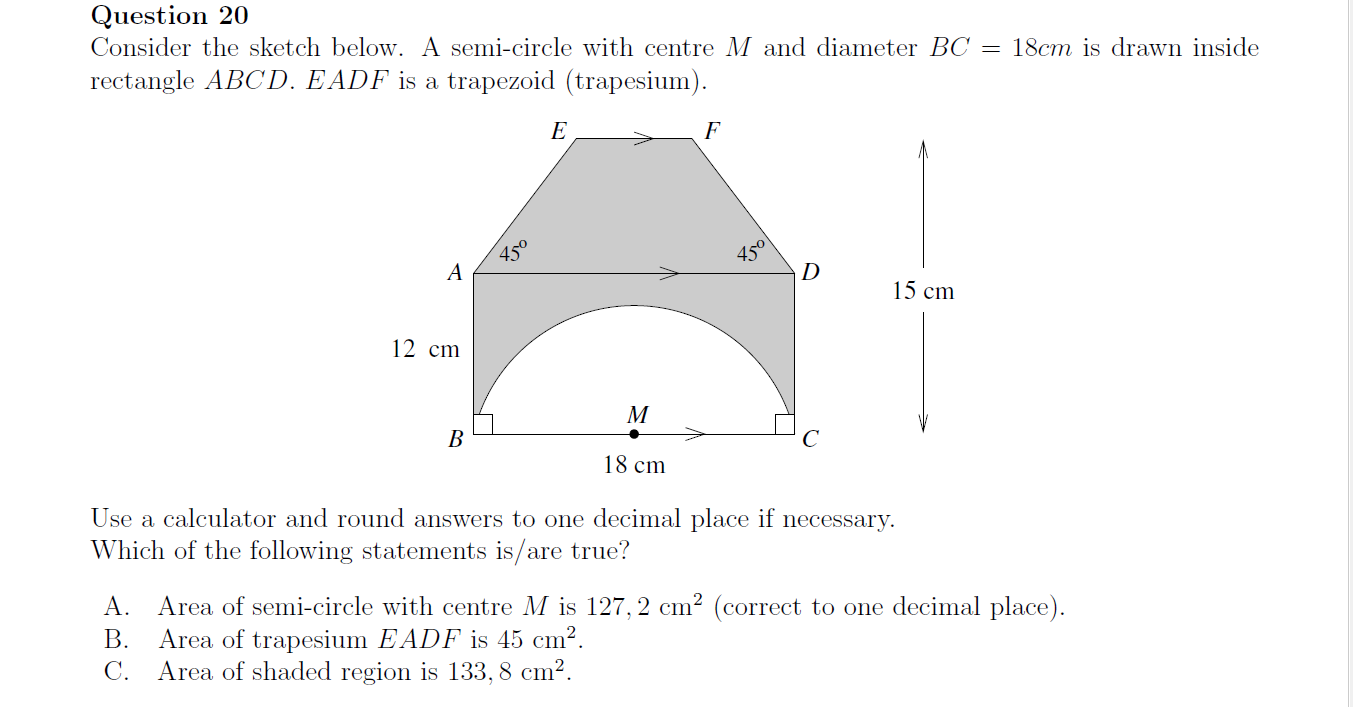 Solved Question 20 Consider the sketch below. A semi-circle | Chegg.com