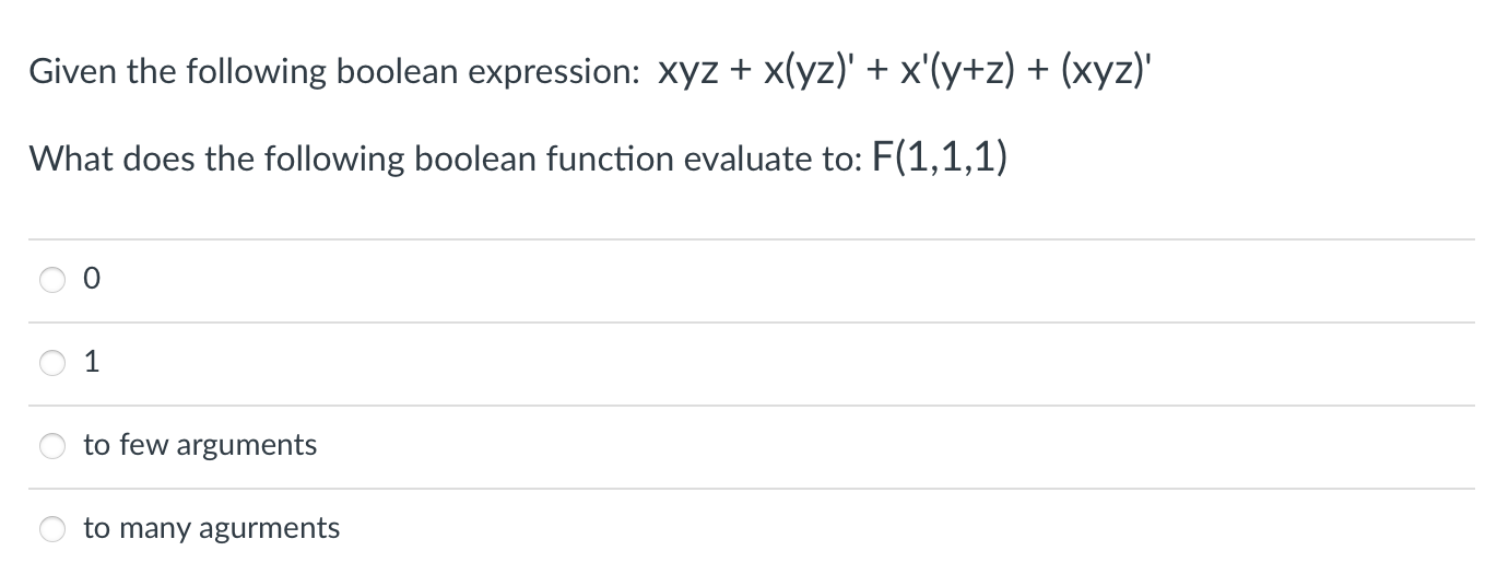 Solved Given the following boolean expression: | Chegg.com