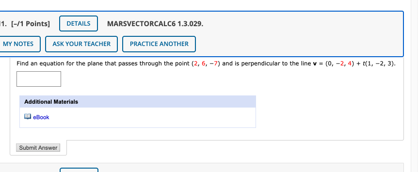 Solved 11. [-/1 Points) DETAILS MARSVECTORCALC6 1.3.029. MY | Chegg.com Solved 11. [-/1 Points) DETAILS MARSVECTORCALC6 1.3.029. MY | Chegg.com