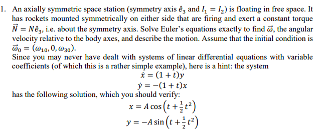 Solved I. An axially symmetric space station (symmetry axis | Chegg.com