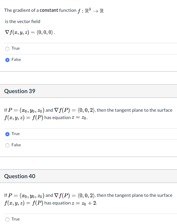 Solved The gradient of a constant function f : R3 R is the | Chegg.com