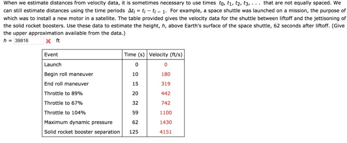 Solved When we estimate distances from velocity data, it is | Chegg.com
