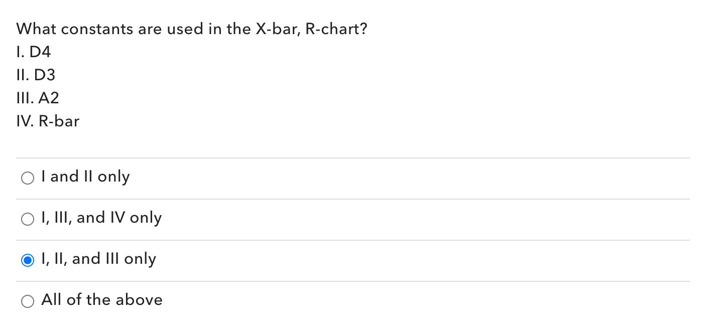 Solved What constants are used in the X-bar, R-chart? 1. D4 | Chegg.com