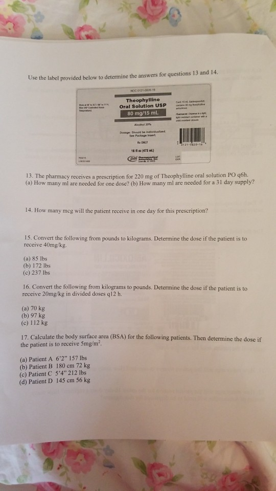 e paket receive for the eain 14day dosing egines? How | Chegg.com