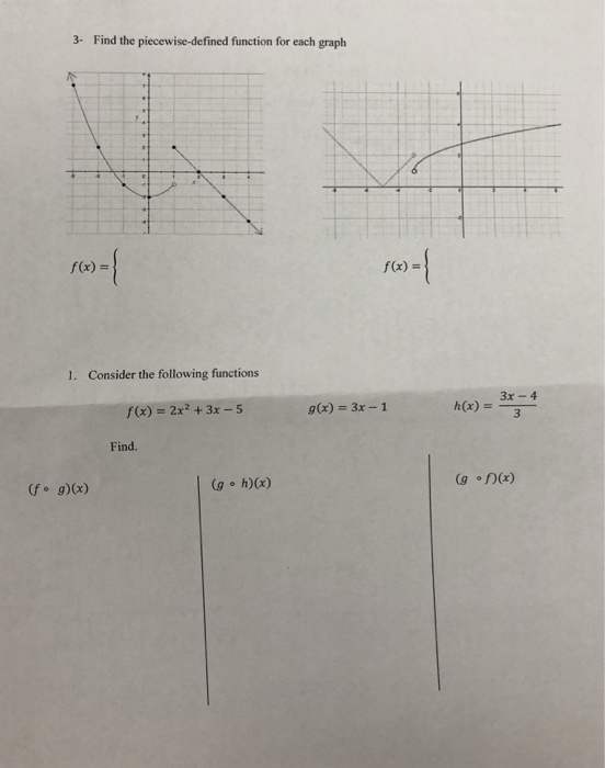 Solved 3- Find the piecewise-defined function for each graph | Chegg.com
