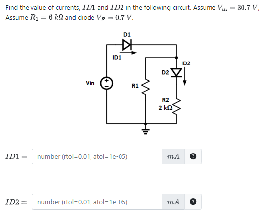 Solved Find The Value Of Currents Id1 And Id2 In The Fo 5703