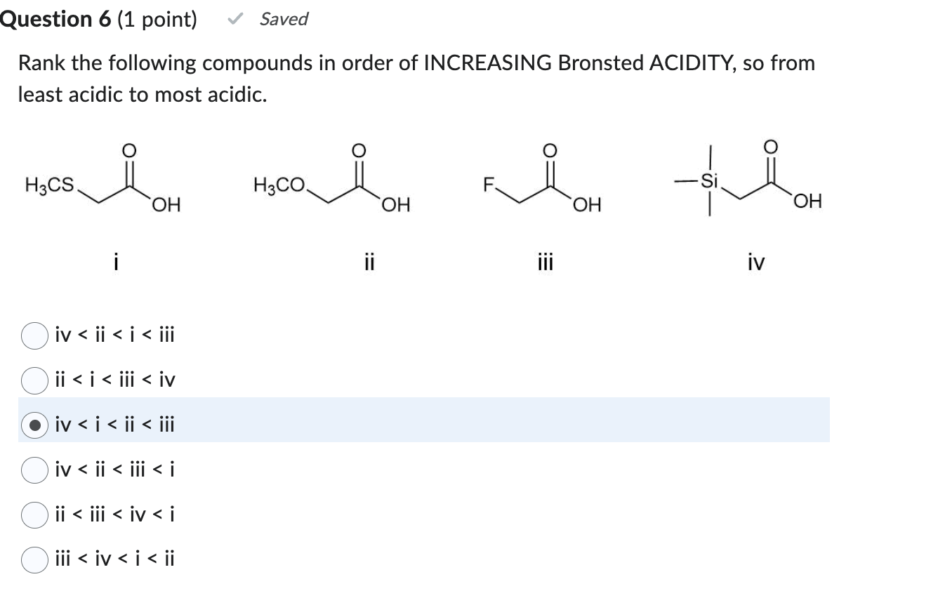 Solved Rank the following compounds in order of INCREASING | Chegg.com