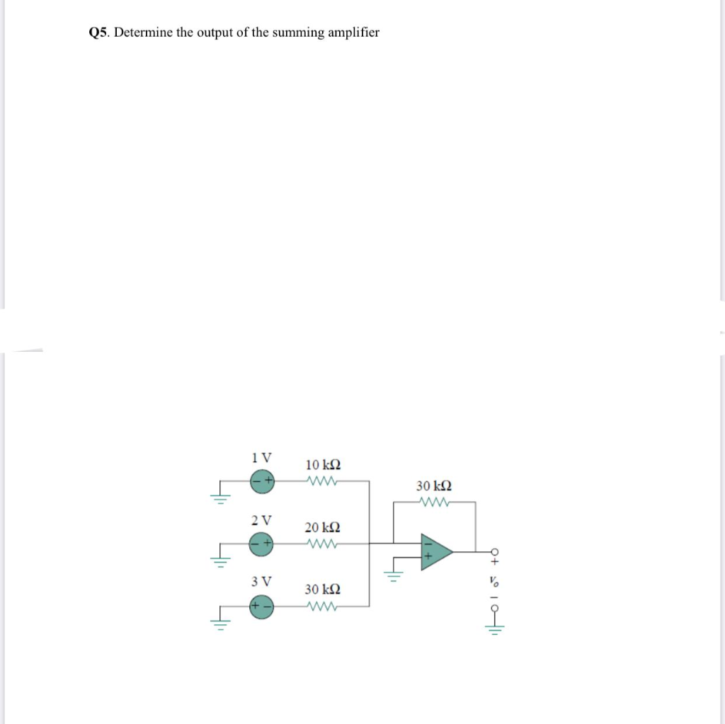 Solved Q5. Determine the output of the summing amplifier 1V | Chegg.com