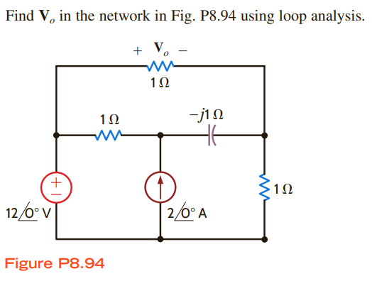 Solved Find V. in the network in Fig. P8.94 using loop | Chegg.com