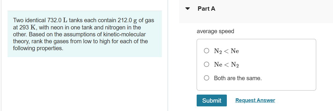 Solved Two identical 732.0 L ﻿tanks each contain 212.0 g of | Chegg.com