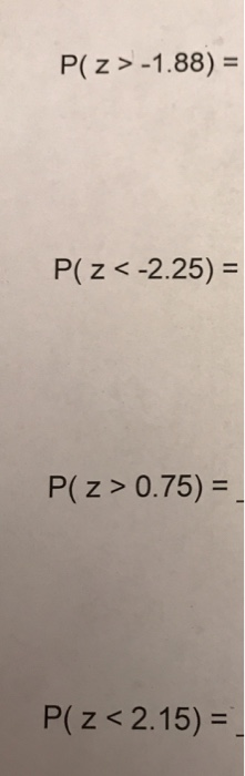 Solved P( z >-1.88) = P( z 0.75) = P( z