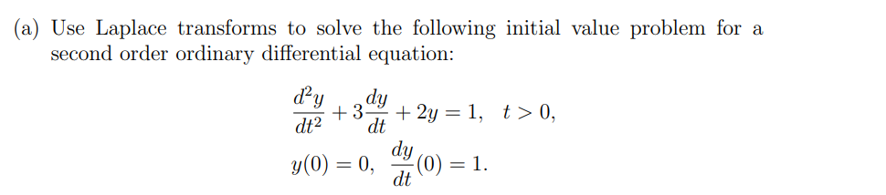 Solved (a) Use Laplace transforms to solve the following | Chegg.com
