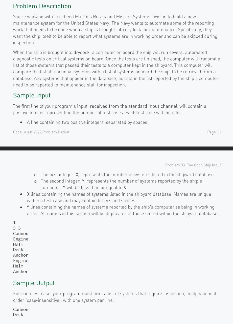 Solved Problem Description You're working with Lockheed | Chegg.com
