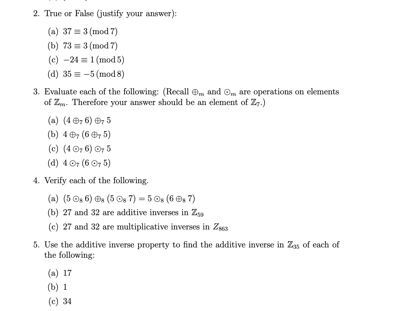 Solved True or False (justify your | Chegg.com