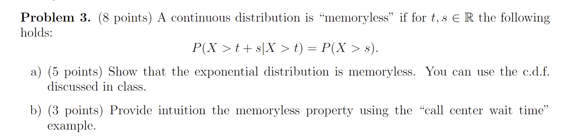 Solved Problem 3. (8 points) A continuous distribution is | Chegg.com