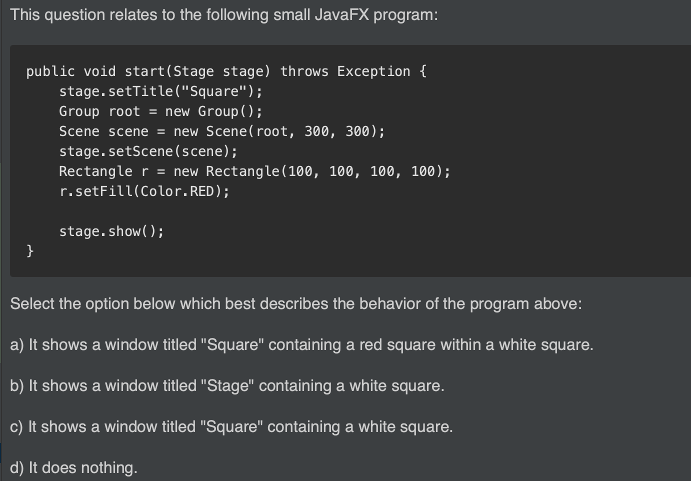 Solved This question relates to the following small JavaFX | Chegg.com