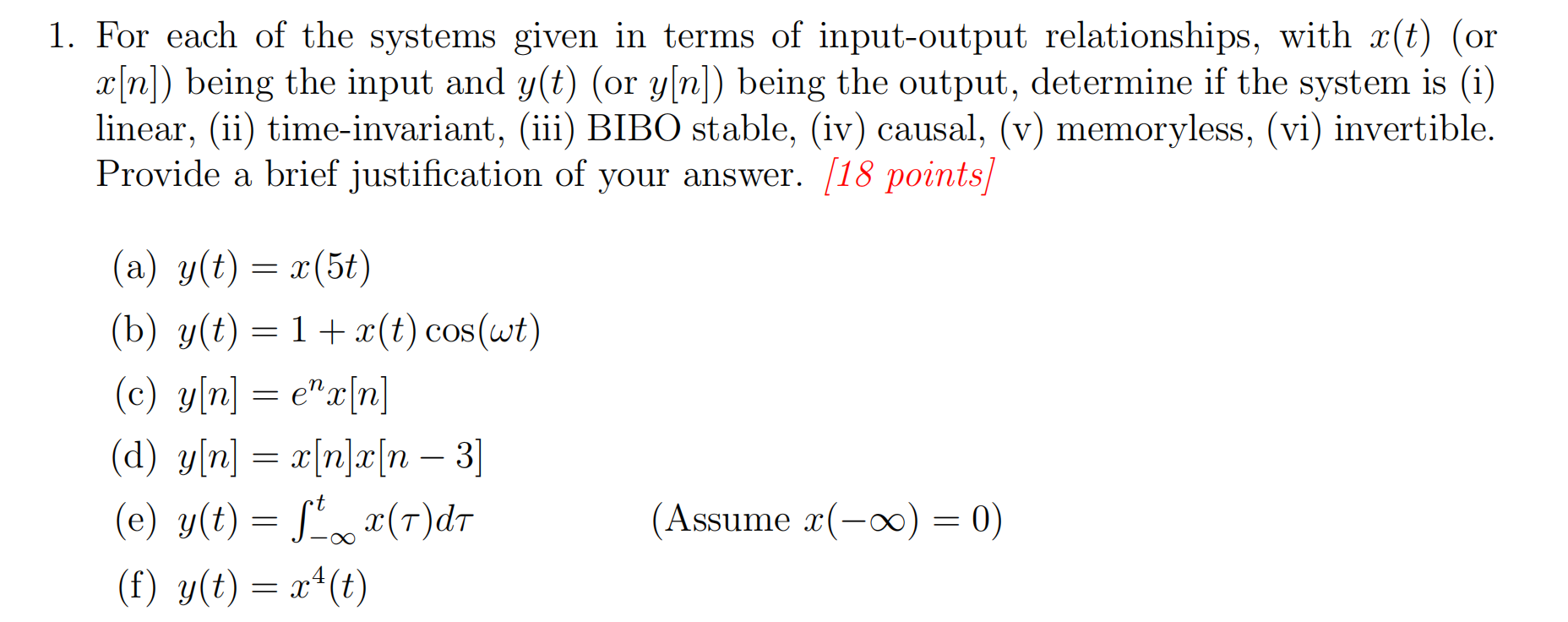Solved 1. For each of the systems given in terms of | Chegg.com