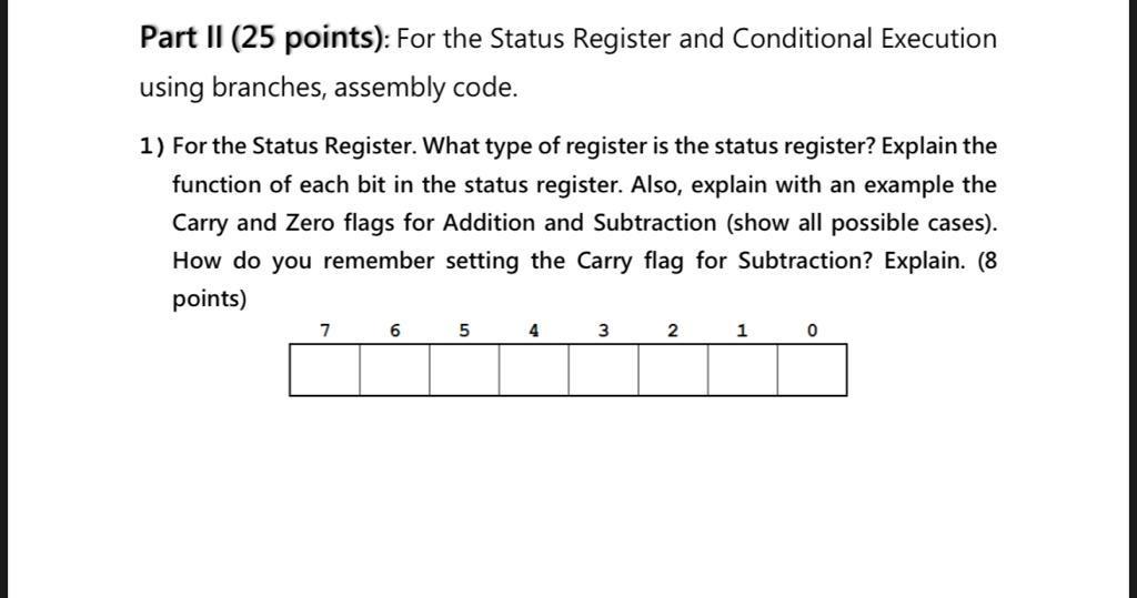 Solved Part II (25 points): For the Status Register and | Chegg.com