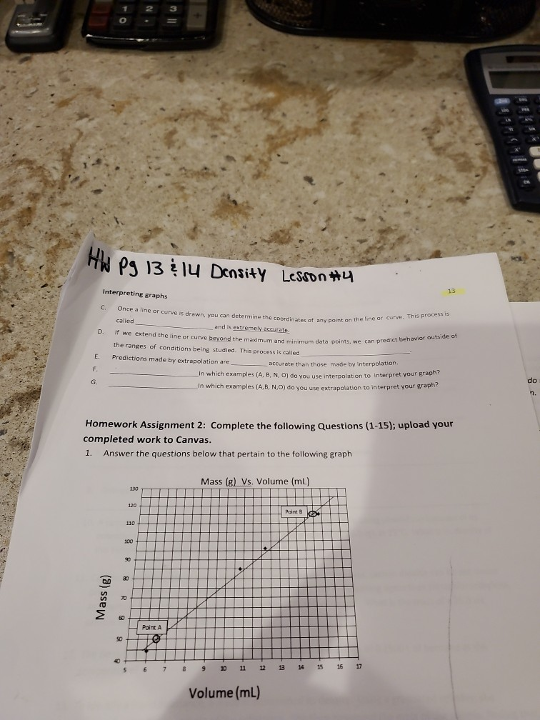 Solved HW Pg 13 4 14 Density Lesson #4 Interpreting graphs | Chegg.com