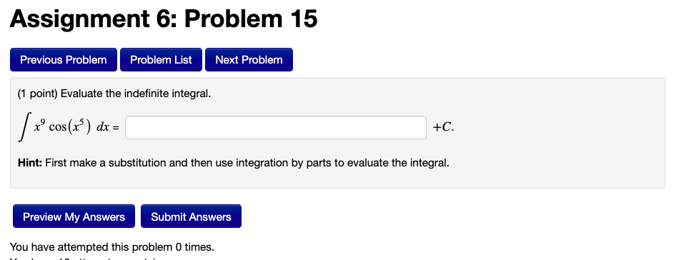 Solved Assignment 6: Problem 15 Previous Problem Problem | Chegg.com