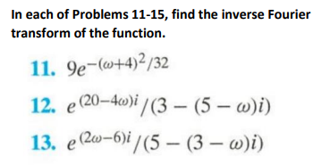 In each of Problems 11-15, find the inverse Fourier | Chegg.com