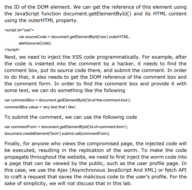 Task 2: Create a self-propagating XSS worm On October | Chegg.com