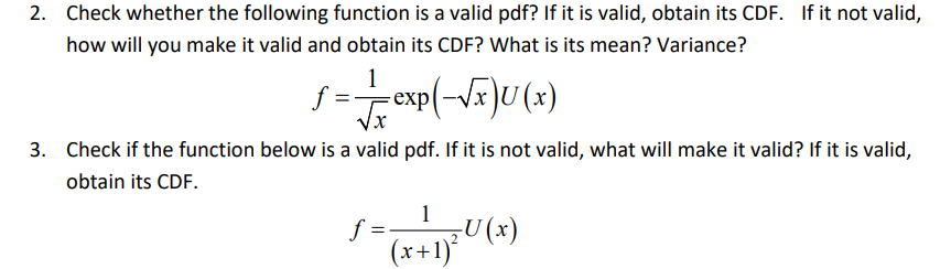 Solved 2. Check whether the following function is a valid | Chegg.com