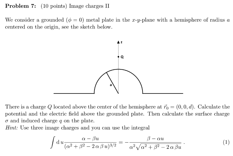 Solved We consider a grounded (ϕ=0) metal plate in the | Chegg.com