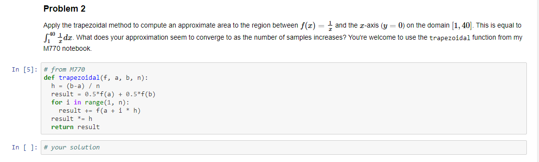 Solved Problem 2 Apply the trapezoidal method to compute an | Chegg.com
