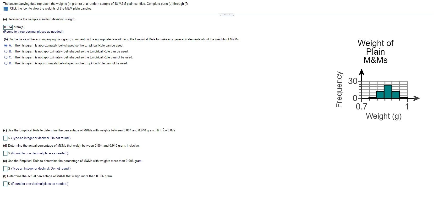Solved The accompanying data represent the weights (in | Chegg.com