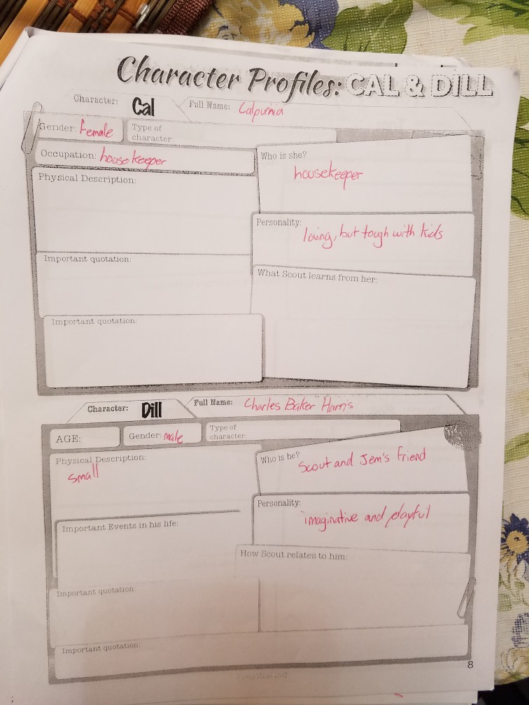 Character Profiles: esL hDM. Character Fall Name: | Chegg.com