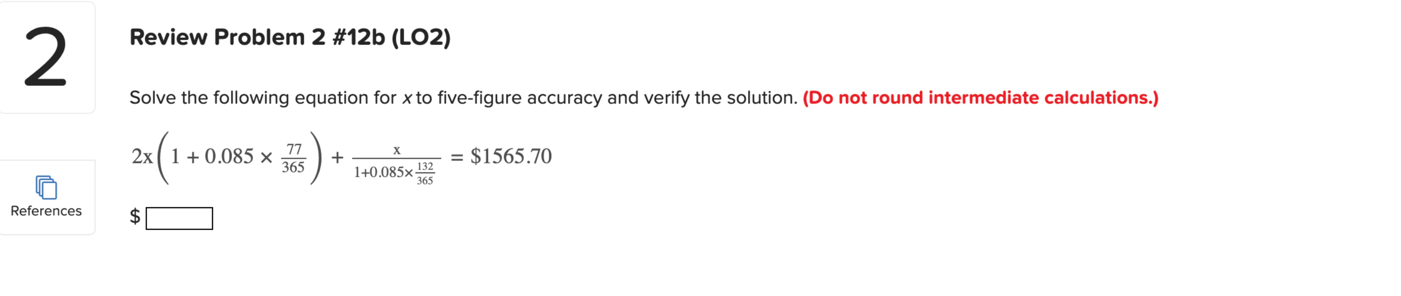 Solved Review Problem 2 ﻿#12b (LO2)Solve the following | Chegg.com