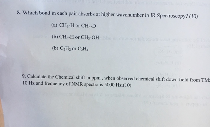 Solved calculate the chemical shift in ppm, when observed | Chegg.com