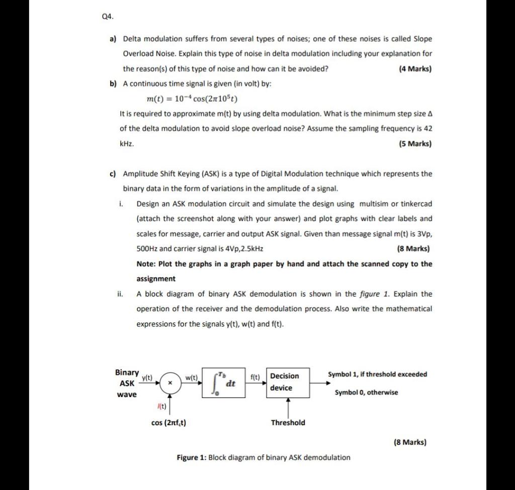 Solved Q4. a) Delta modulation suffers from several types of | Chegg.com