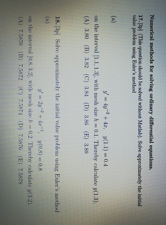 Solved Numerical methods for solving ordinary differential | Chegg.com