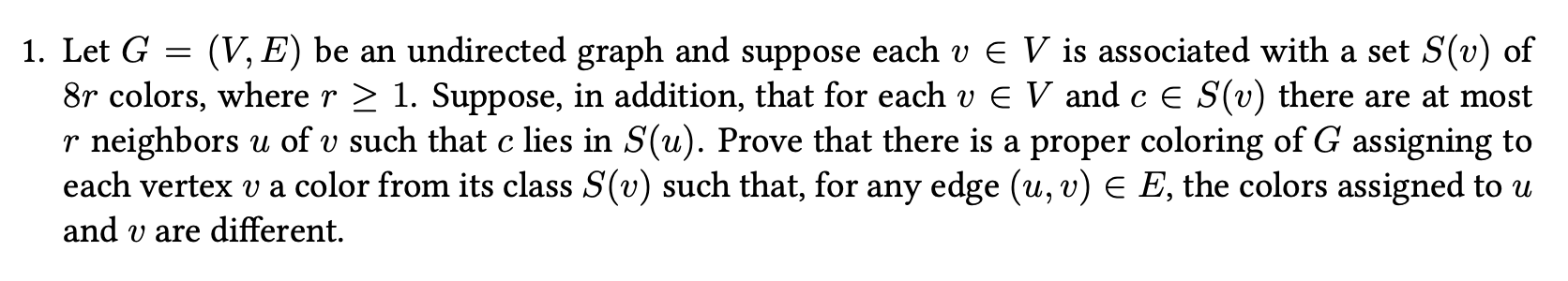 Solved 1. Let G=(V,E) be an undirected graph and suppose | Chegg.com