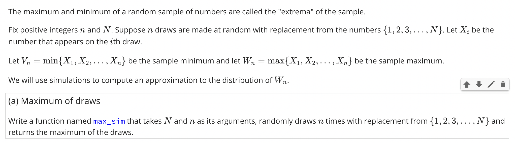 Solved The maximum and minimum of a random sample of numbers | Chegg.com