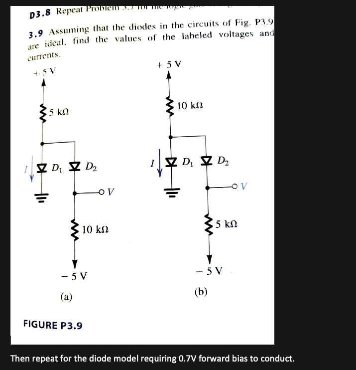 Solved 3.9 Assuming that the diodes in the circuits of Fig. | Chegg.com