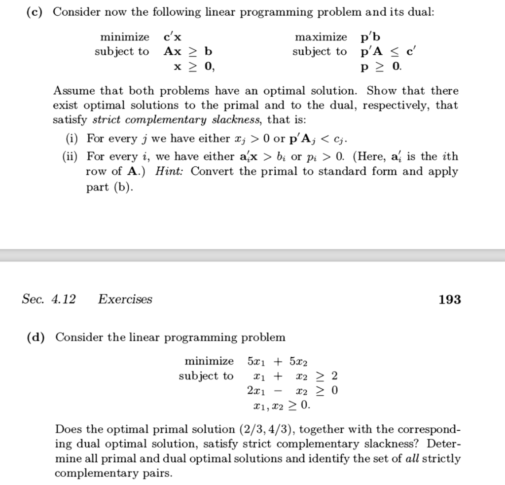 Solved (c) Consider now the following linear programming | Chegg.com