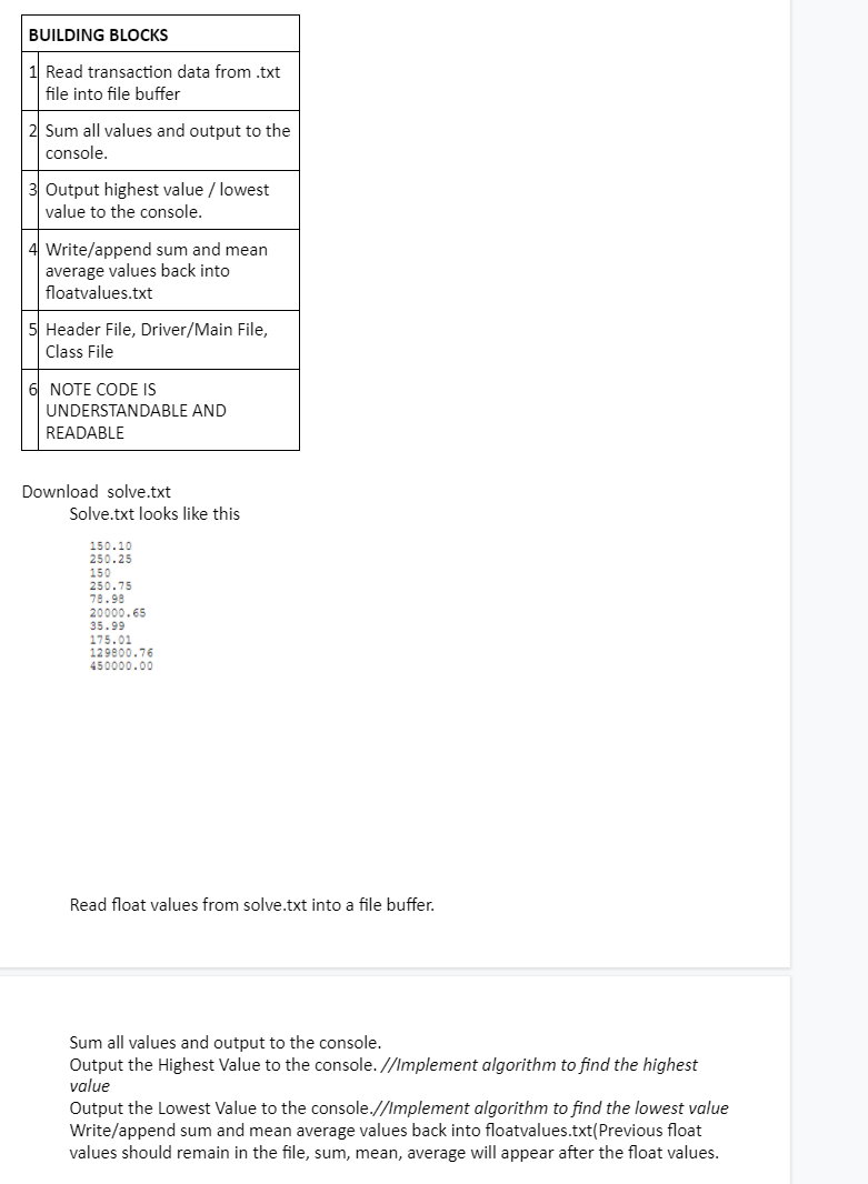 Solved BUILDING BLOCKS 1 Read transaction data from .txt | Chegg.com
