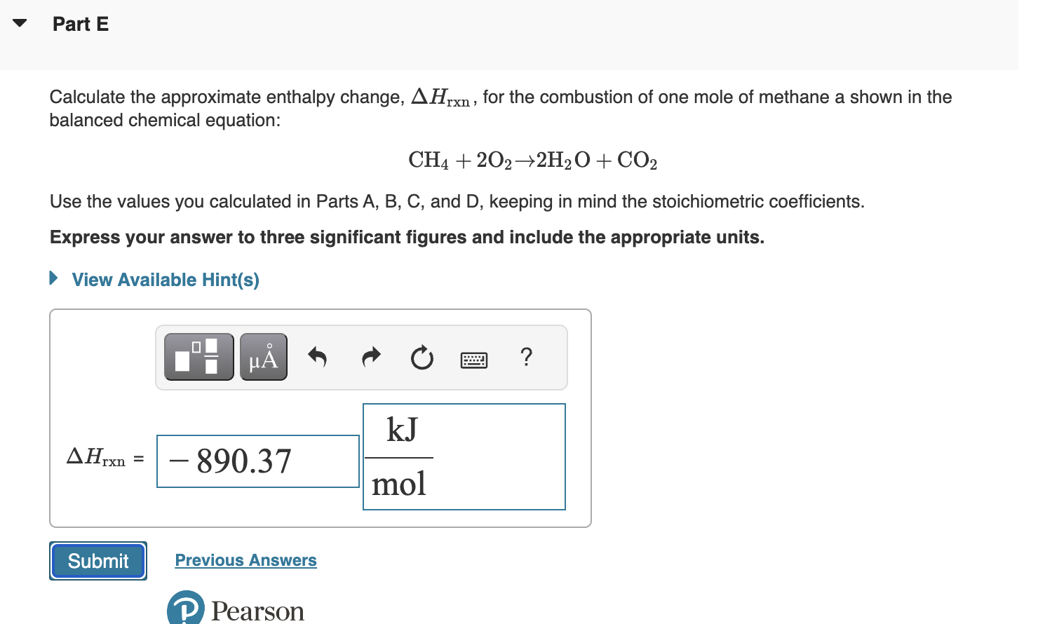 Solved Calculate the approximate enthalpy change, ΔHrxn, for | Chegg.com