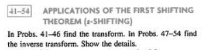 Solved 41-54 APPLICATIONS OF THE FIRST SHIFTING THEOREM | Chegg.com