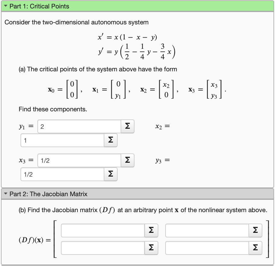 Solved Part 1: Critical PointsConsider the two-dimensional | Chegg.com
